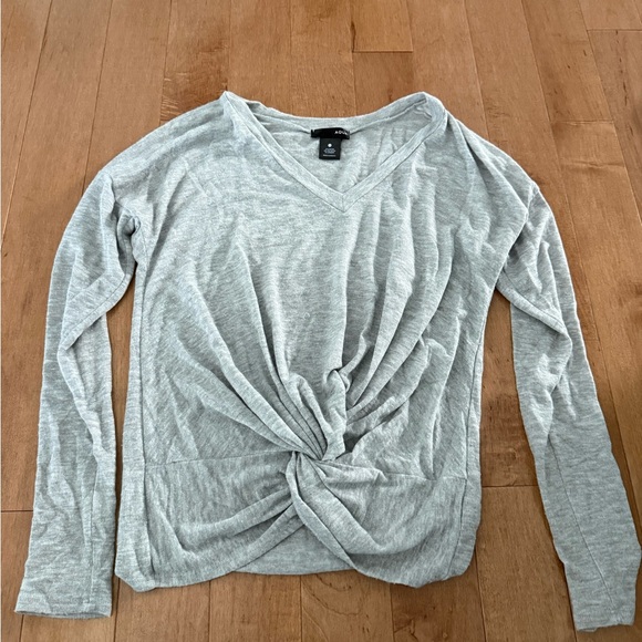 Aqua | Tops | Aqua Light Gray Twist Front Long Sleeve Top | Poshmark